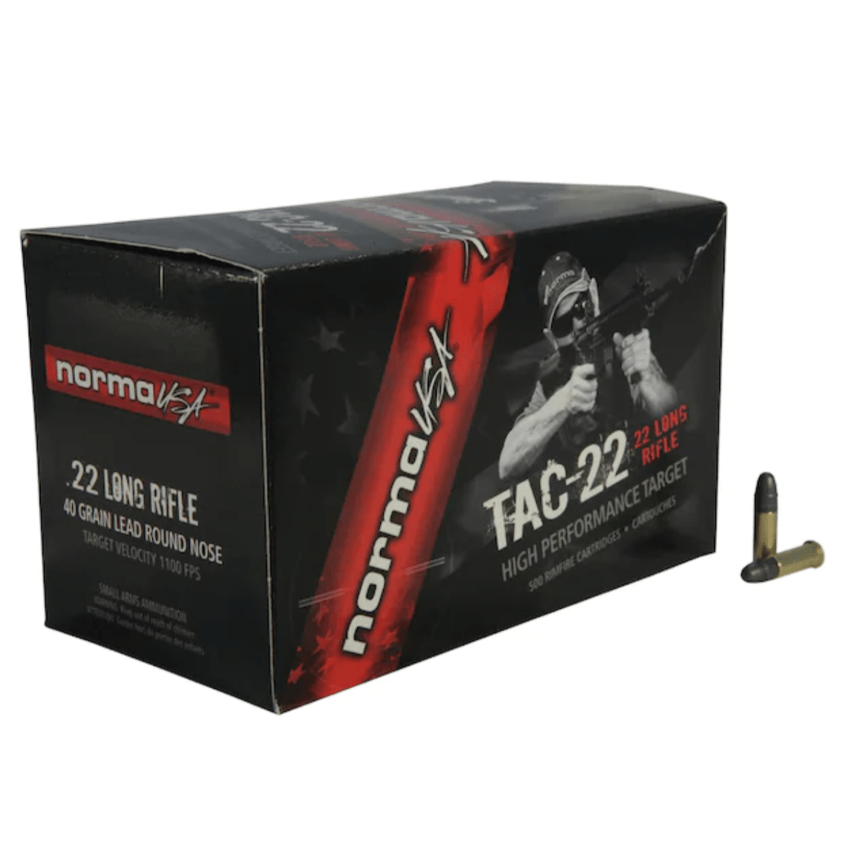Norma Ammunition Tac 22 Long Rifle 40 Grain LRN Ammunition 50 Rounds ...