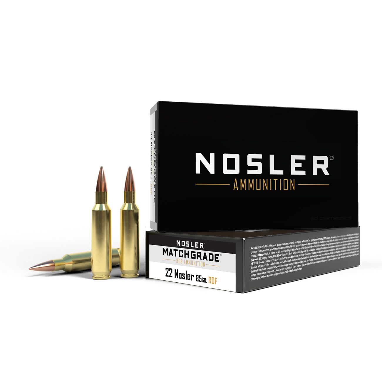 Nosler Match Grade 22 Nosler 85 Grain RDF HPBT Ammunition 20 Rounds ...