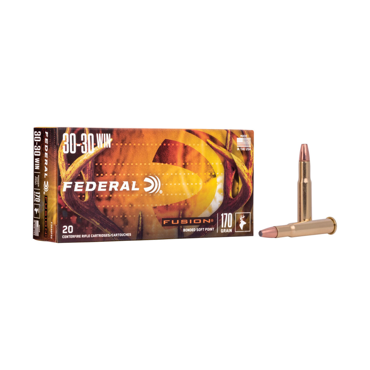 Federal Fusion 30-30 Winchester 170 Grain Bonded Soft Point Ammunition ...