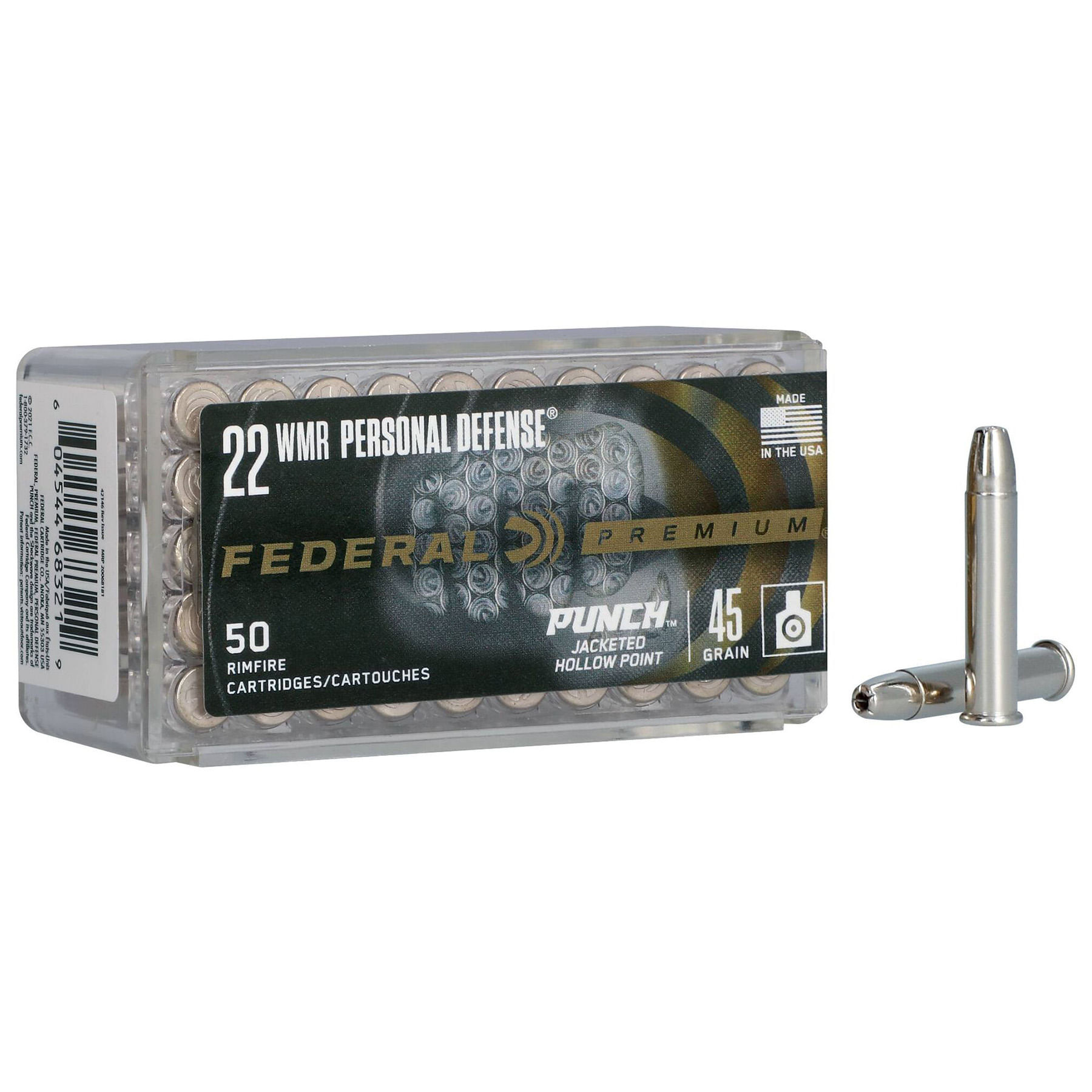 Federal Punch 22 WMR 45Gr JHP Ammo 50 Rounds - Als.com